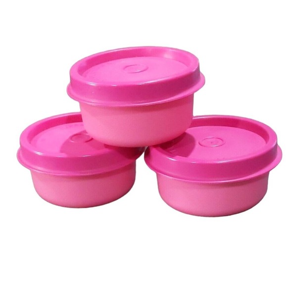 Tupperware | Kitchen | Tupperware Smidgets Mini Oz Containers Set Of 3 New Old Stock Pink Color ...